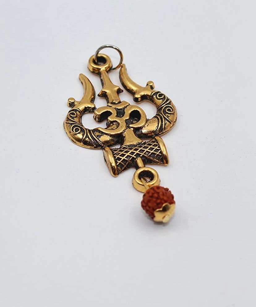 Original Mahakal Locket with Rudraksha, Golden Om Trishul Damru Pendan ...